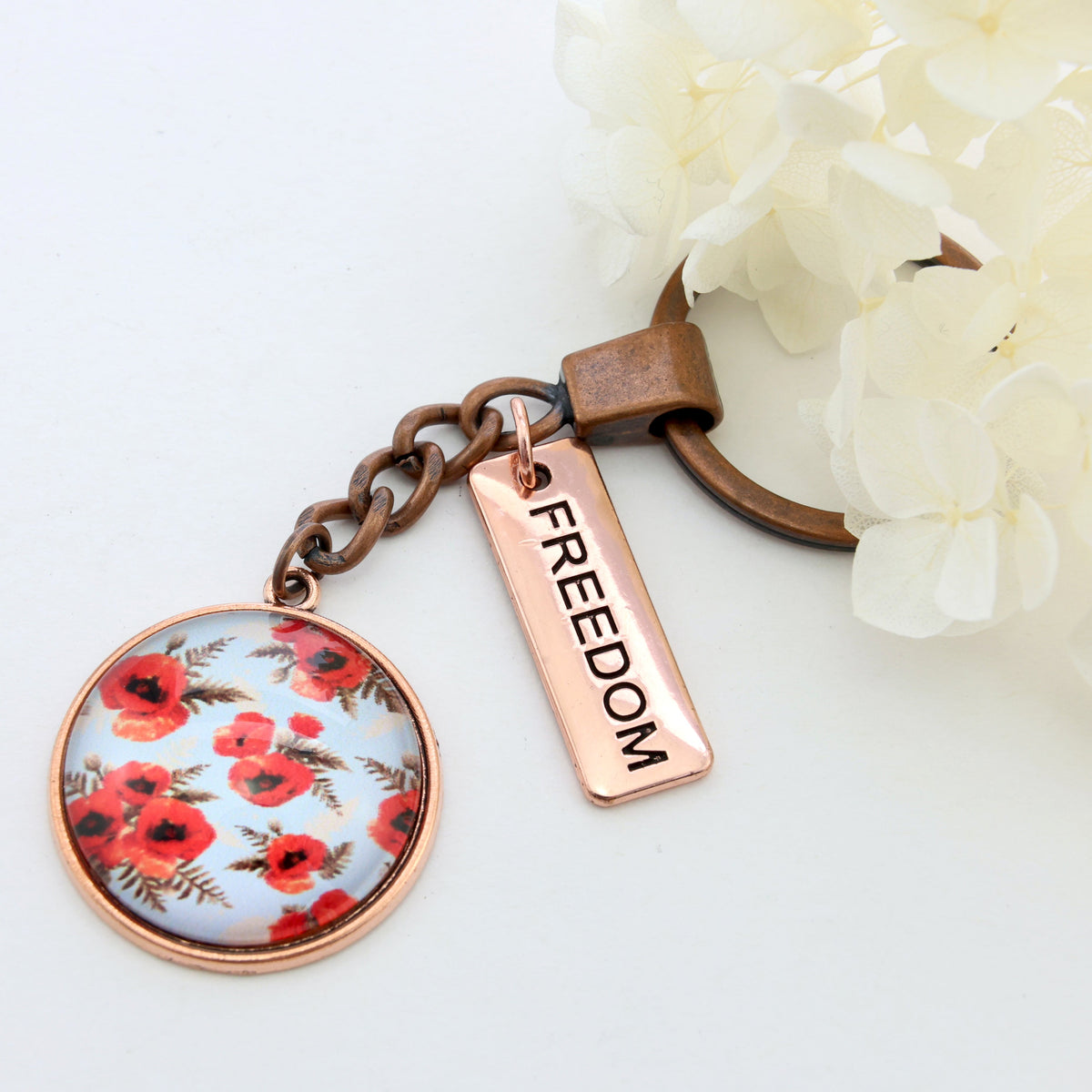 POPPIES Collection - Vintage Rose Gold 'FREEDOM' Keyring - Dawn (11122 ...
