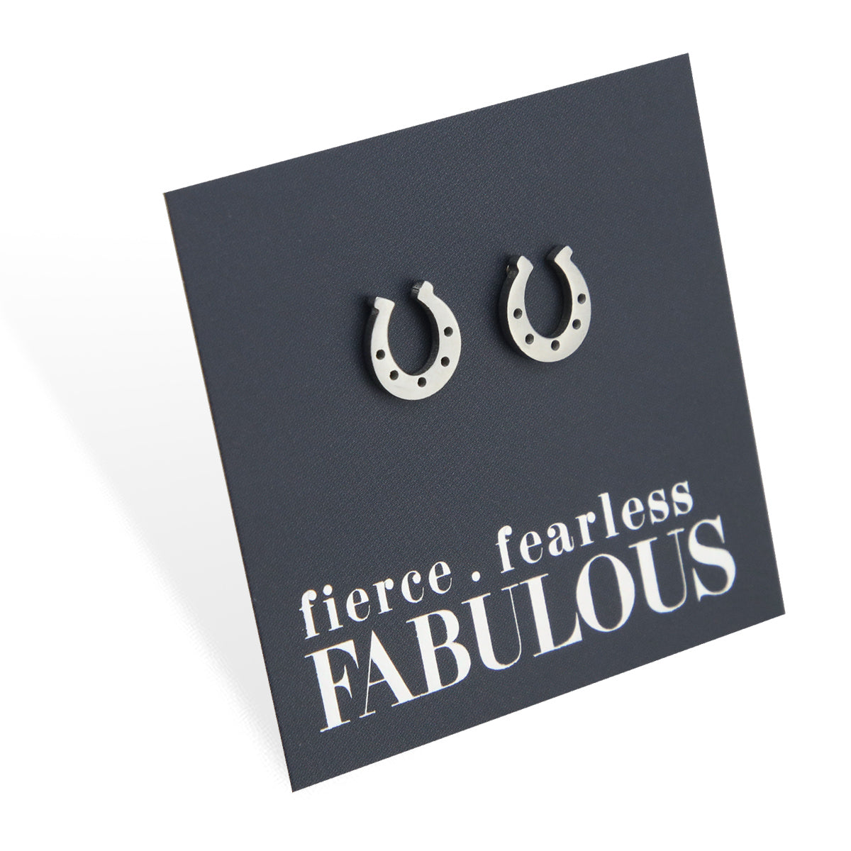 Stainless Steel Earring Studs - Fierce Fearless Fabulous - HORSESHOE ...