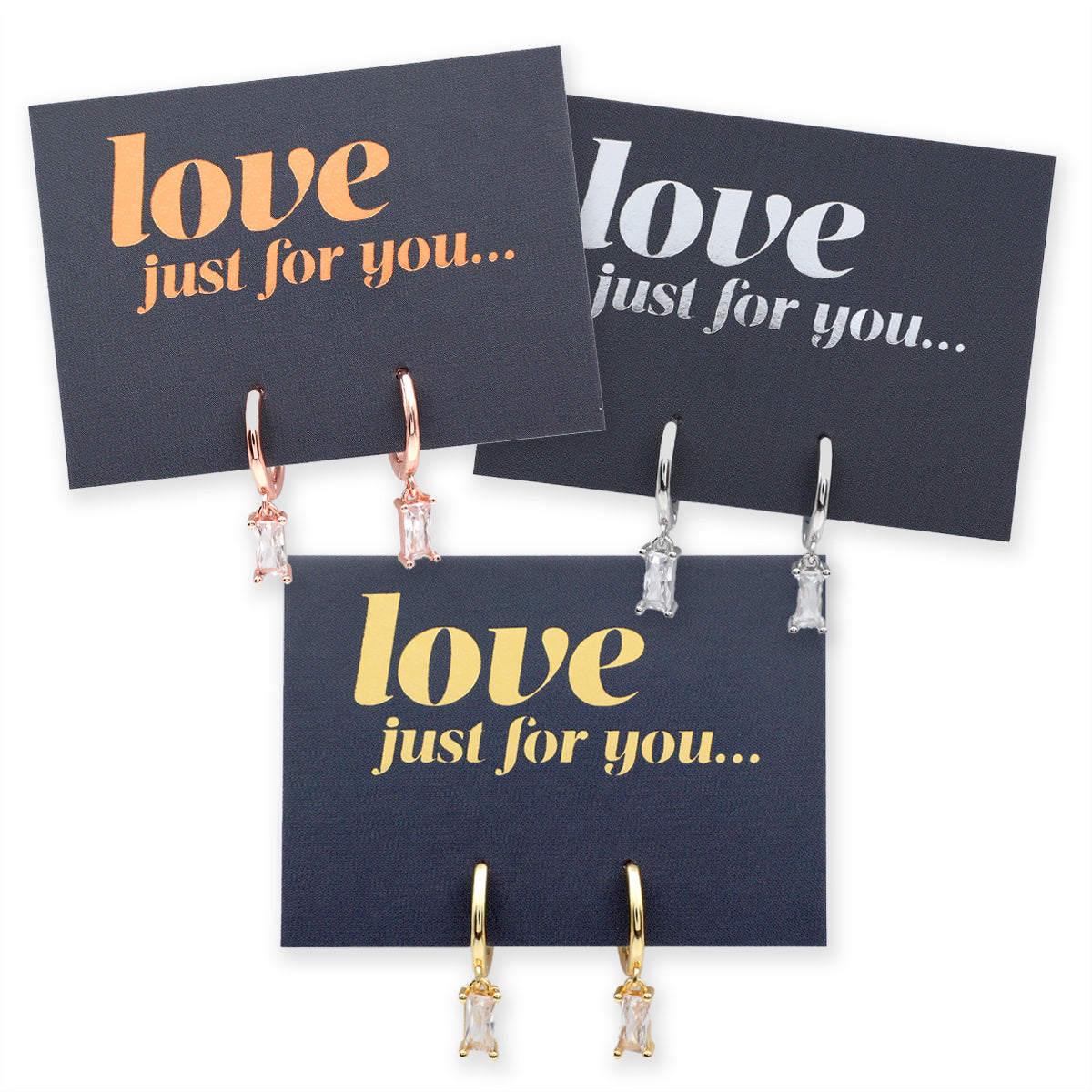 HUGGIES - Love Just For You - Baguette Drop - Clear CZ Stone – Sister ...